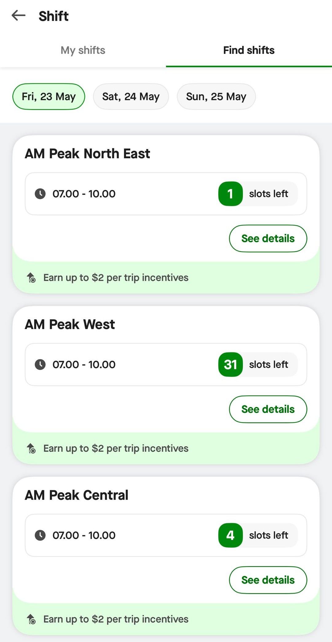 Shift booking: drive in your preferred timings and areas